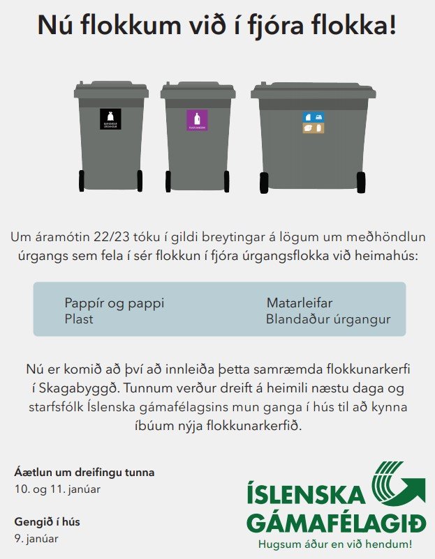 Innleiðing á flokkunarkerfi heimilisúrgangs | Skagabyggð